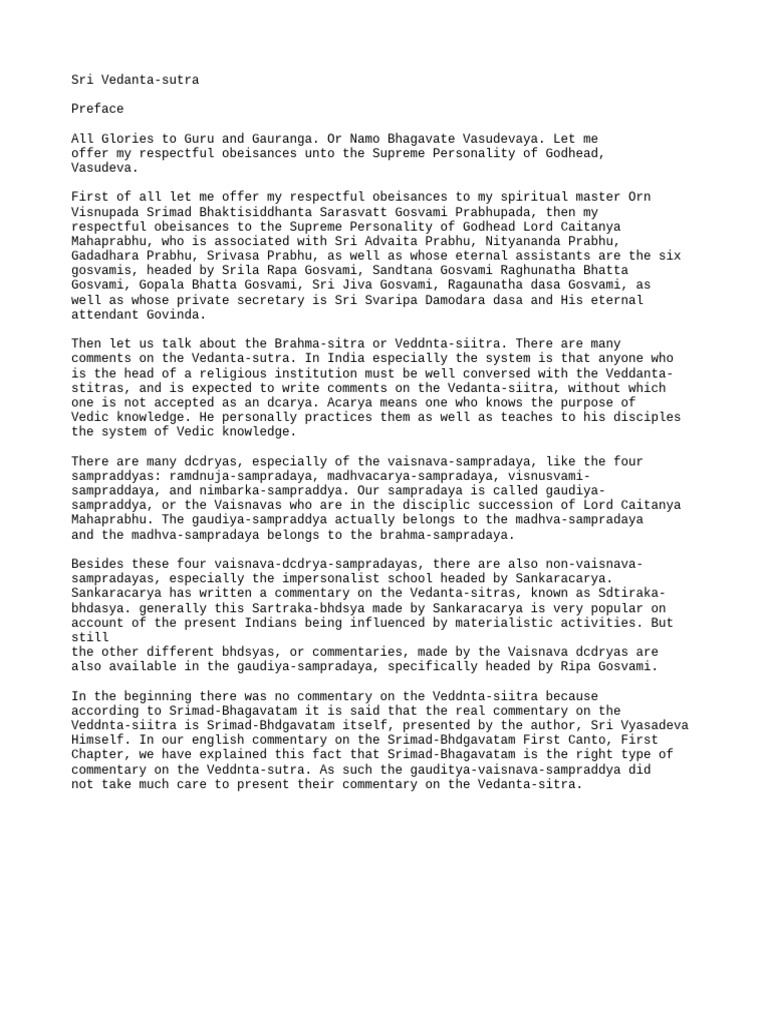 Baladeva Vidyabhusana Sri Vedanta-Sutra | PDF | Brahman | Vedanta