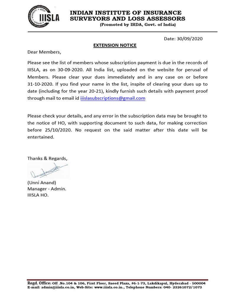 IIISLA Subscription Payment Notice | PDF | Gujarat