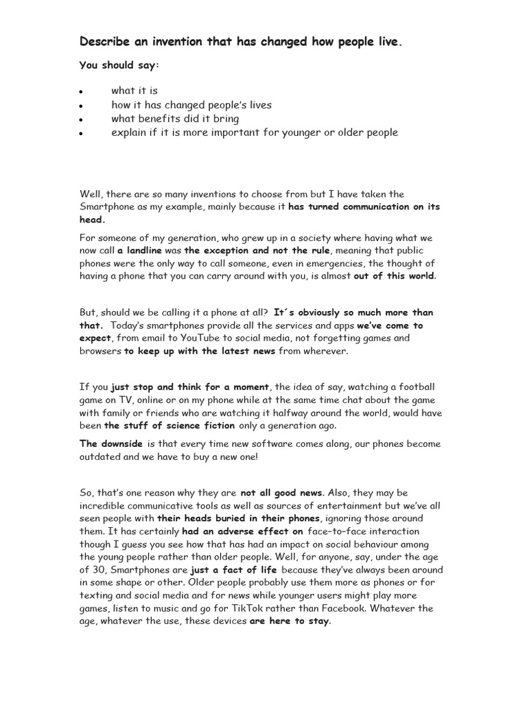 Describe An Invention That Has Changed How People | PDF | Internet ...