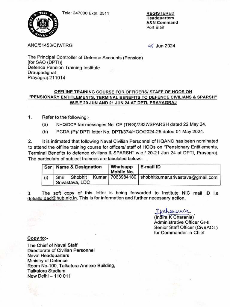 Nomination For SPARSH at DPTI Prayagraj HQANC 20 21 jUN 24 | PDF