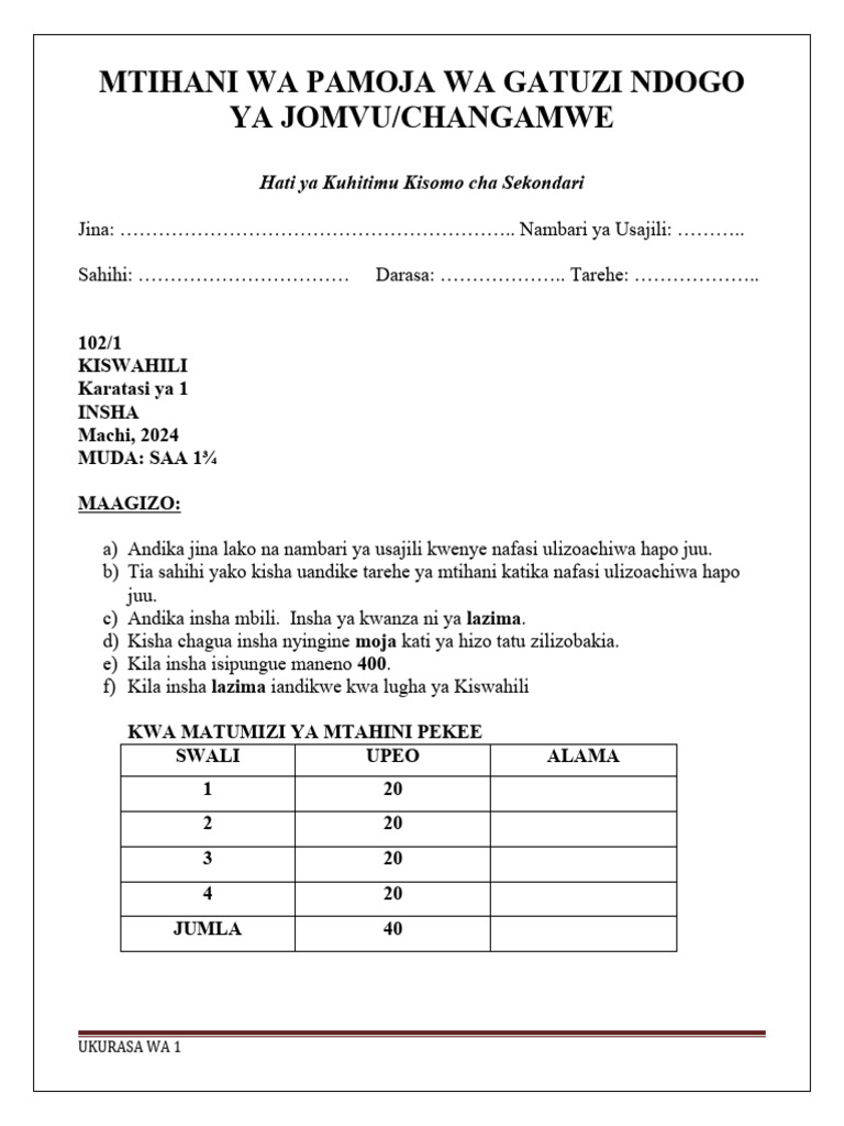 Kisw Pp1 Question Paper | PDF