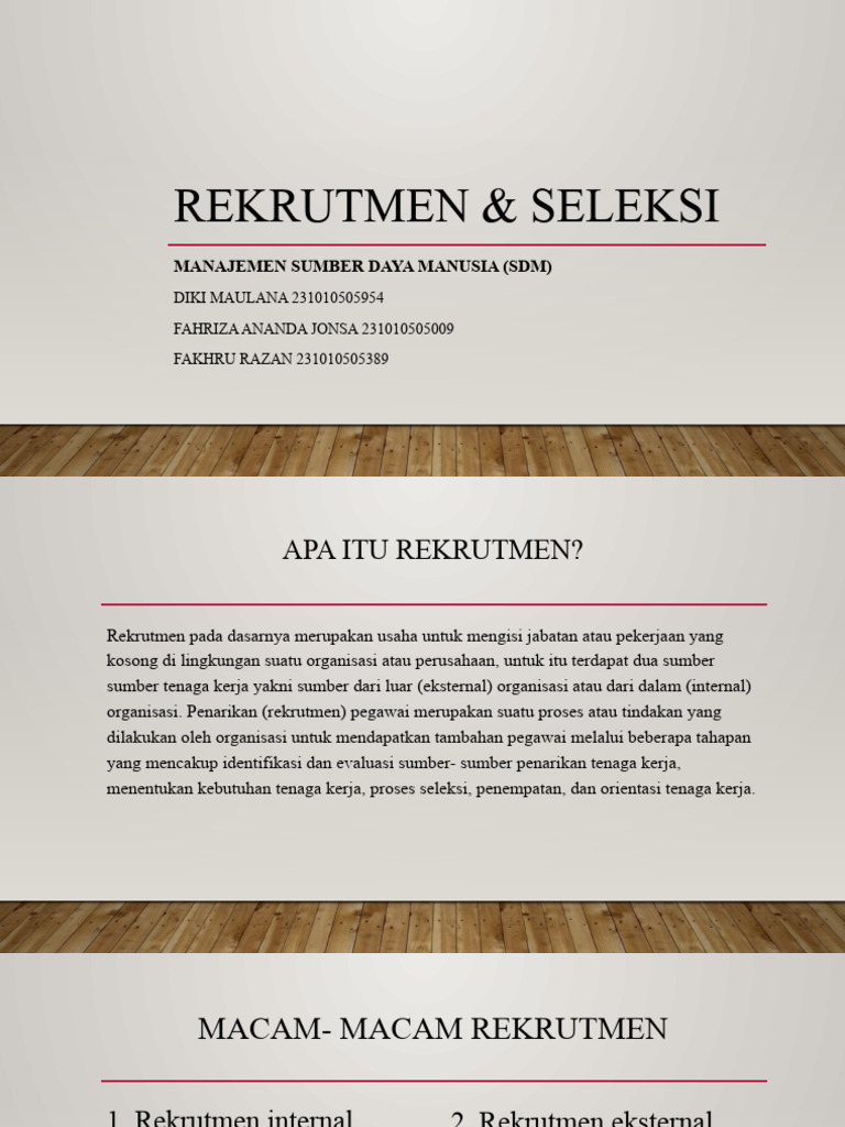 Rekrutmen Dan Seleksi Manajemen SDM | PDF | Karier & Perkembangan | Bisnis