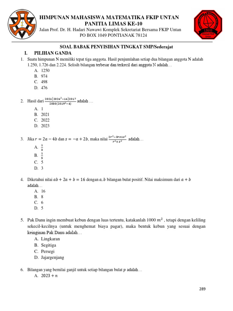 MC SMP | PDF | Seni | Sains & Matematika