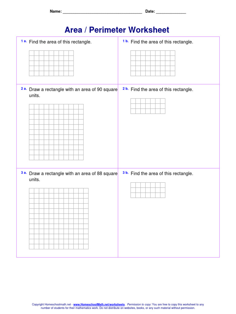 Area Perimeter Worksheet | PDF | Area
