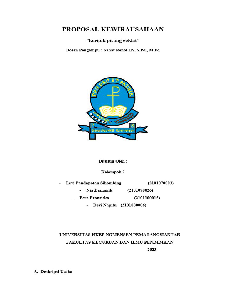 Proposal Kewirausahaan Kel 2-1 | PDF