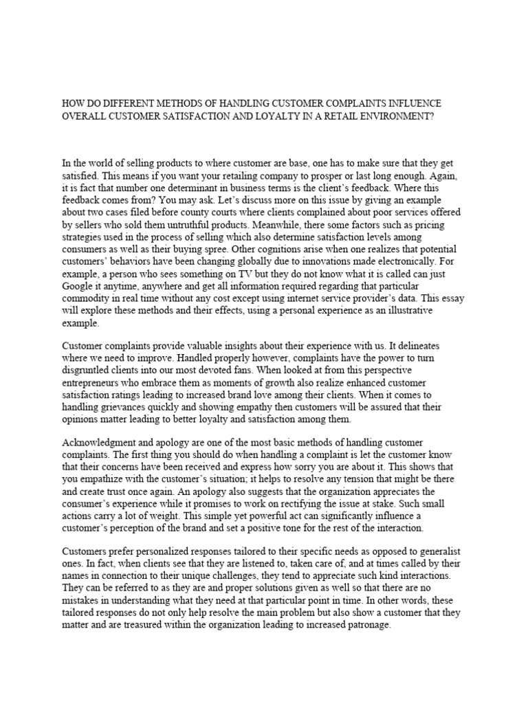 Impact of Complaint Handling on Retail Loyalty | PDF | Customer | Brand