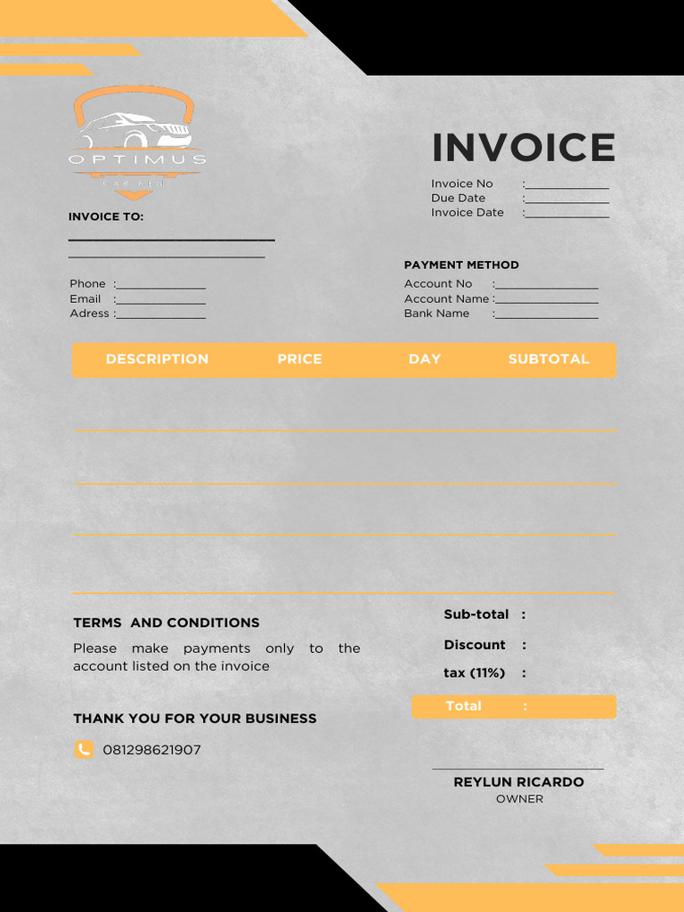 Invoice Rental Mobil | PDF