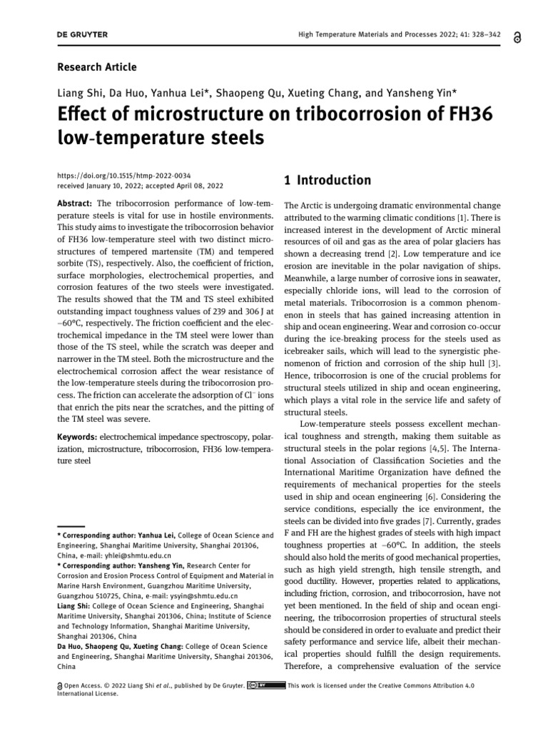Effect of Microstructure On Tribocorrosion of FH36 | PDF | Heat Treating | Wear