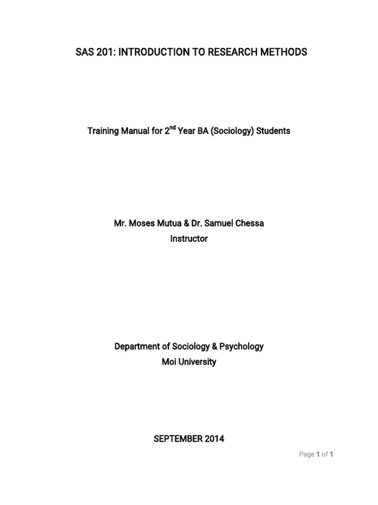 SAS 201 - Introduction To Research Methods - LECTURE NOTES | PDF