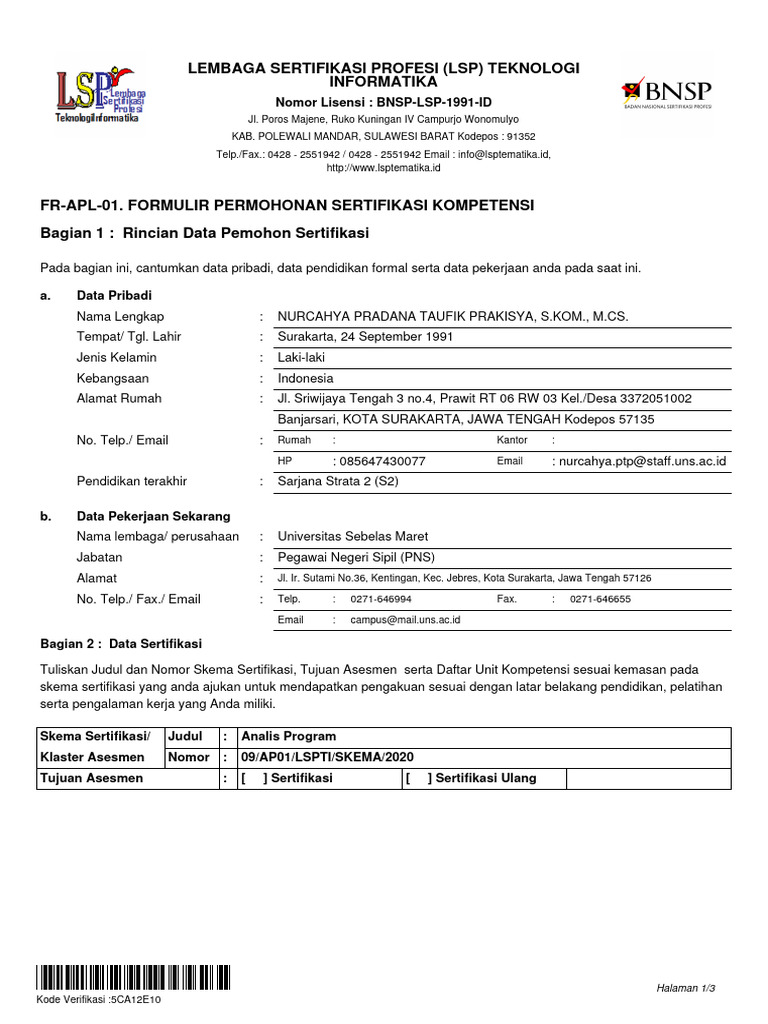 FORM-APL-01-Analis Program-NURCAHYA PRADANA TAUFIK PRAKISYA, S.KOM., M ...