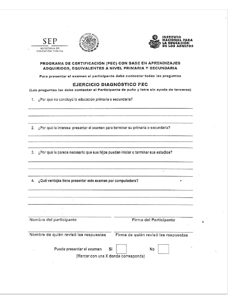 Ejercicio Diagnostico Pec | PDF