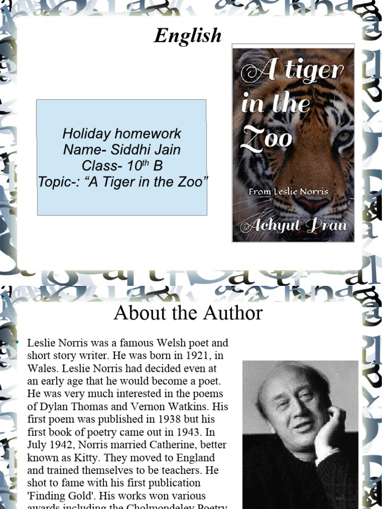 English Holiday Homework | PDF | Tiger