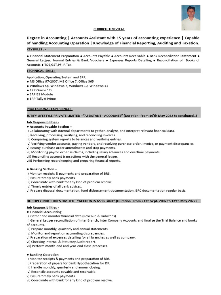 Curriculum Vitae | PDF | Accounts Payable | Banks