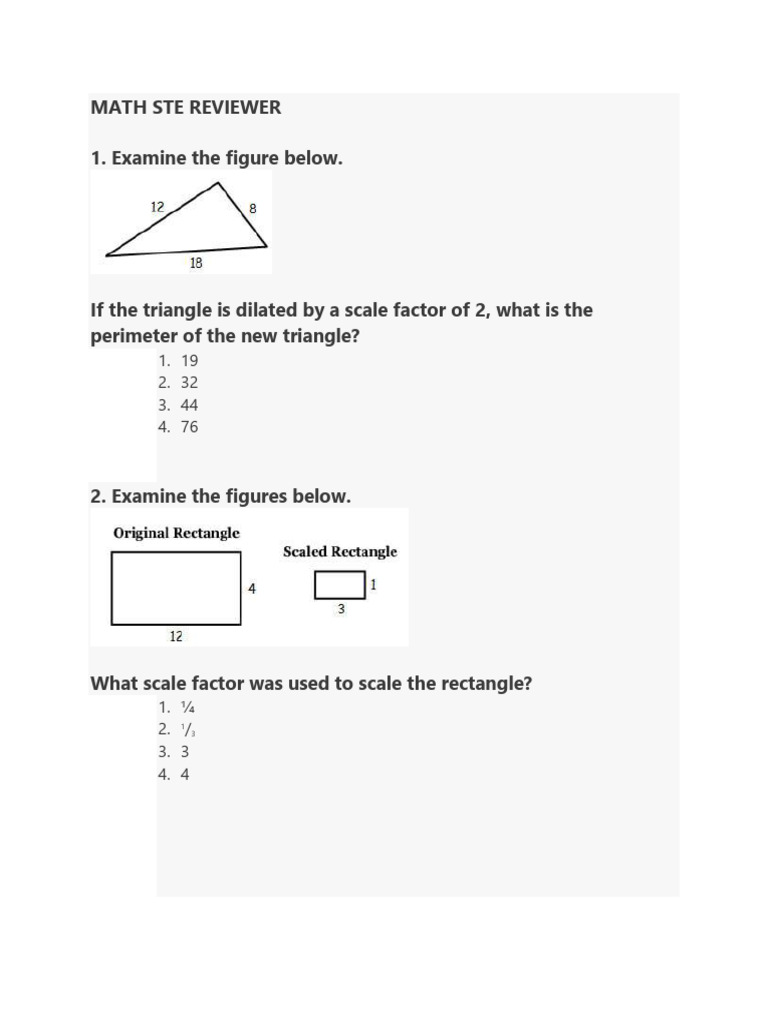 Math Ste Reviewer G7 | PDF | Area | Triangle