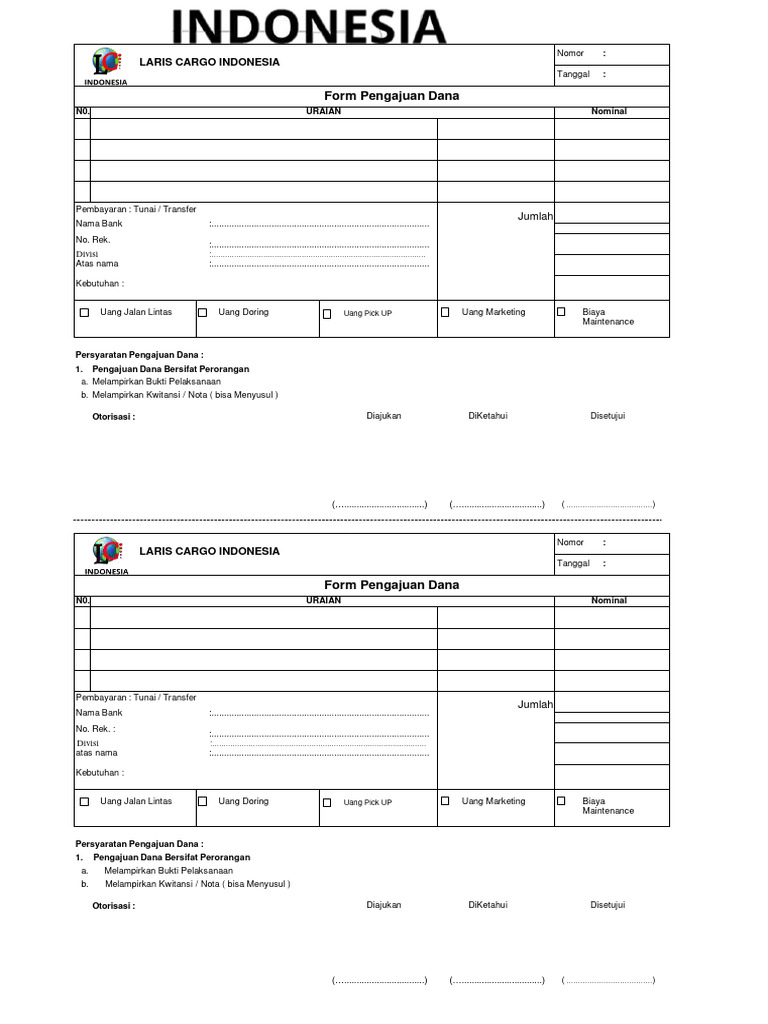 Form-Pengajuan-Dana LCI Revisi | PDF