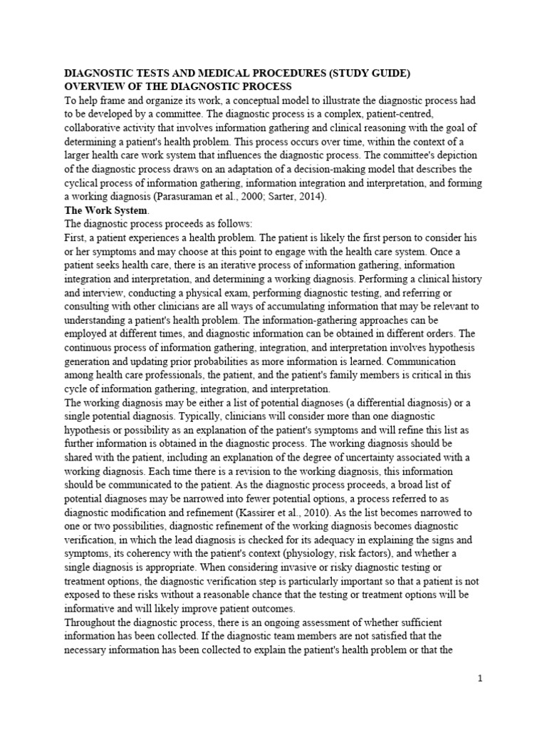 Diagnostic Tests and Medical Procedures | PDF | Medical Diagnosis ...