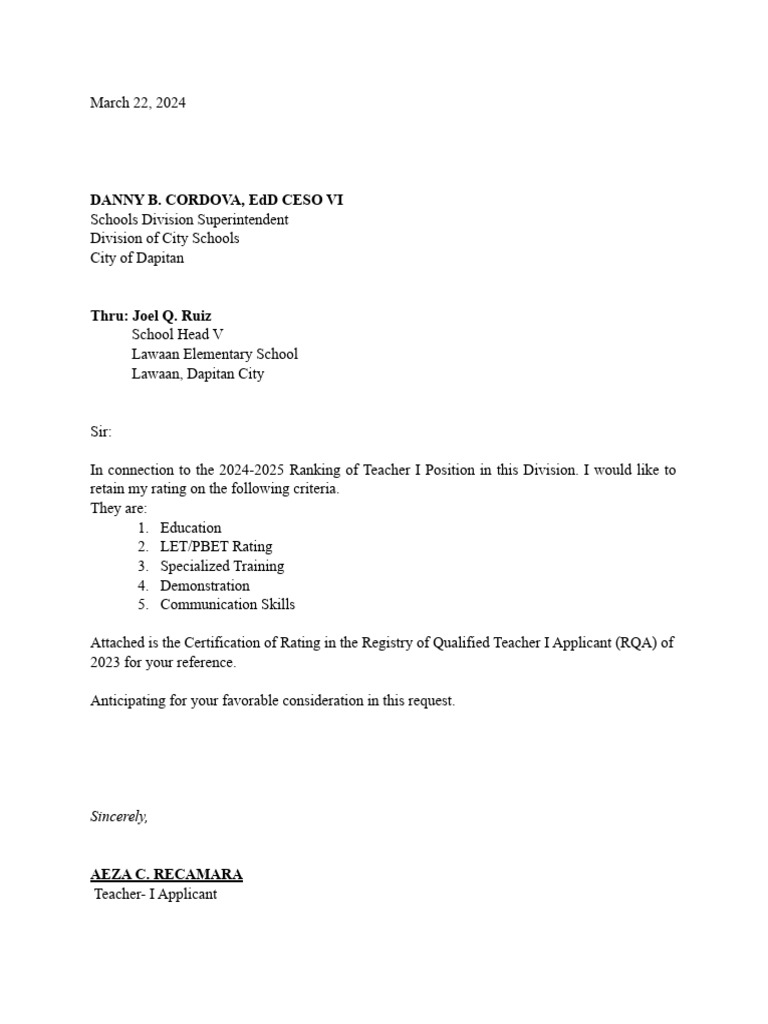 Letter of Retention | PDF