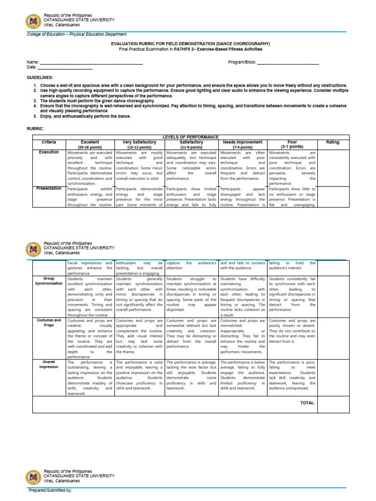 Final PATHFit 2 RUBRICS | PDF