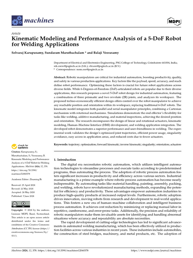 Machines 12 00378 | Download Free PDF | Robotics | Automation