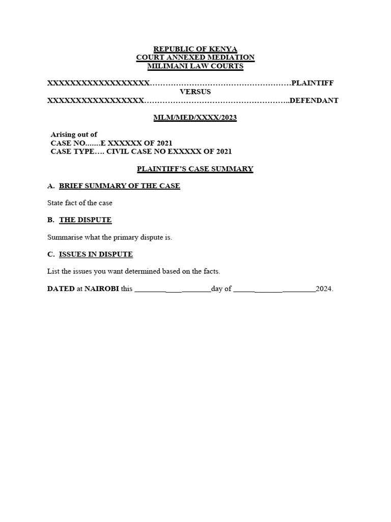 Case Summary Mediation | PDF