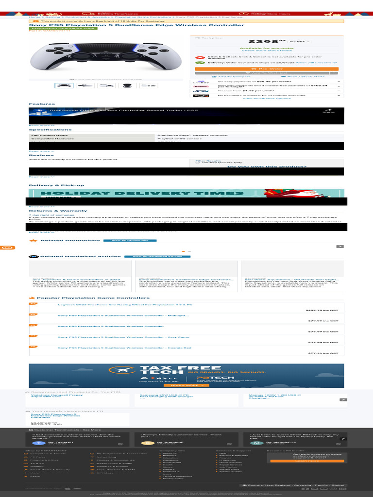 Buy The Sony PS5 Playstation 5 DualSense Edge Wireless Controller (711719443995) Online - PBTech ...