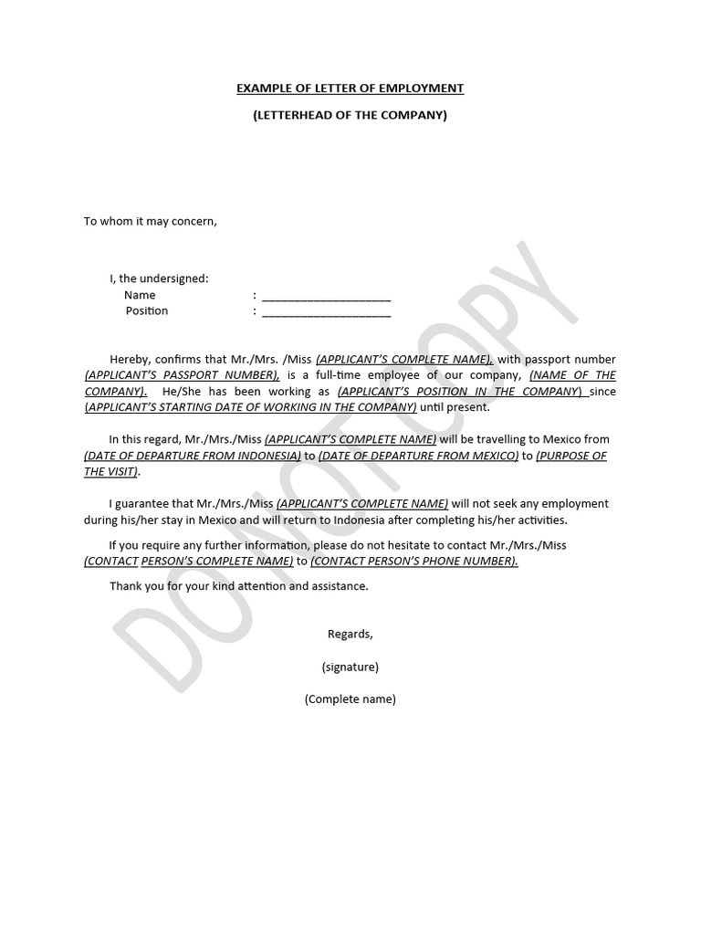 Example of Employment Letter - EME | PDF | Career & Growth | Language ...