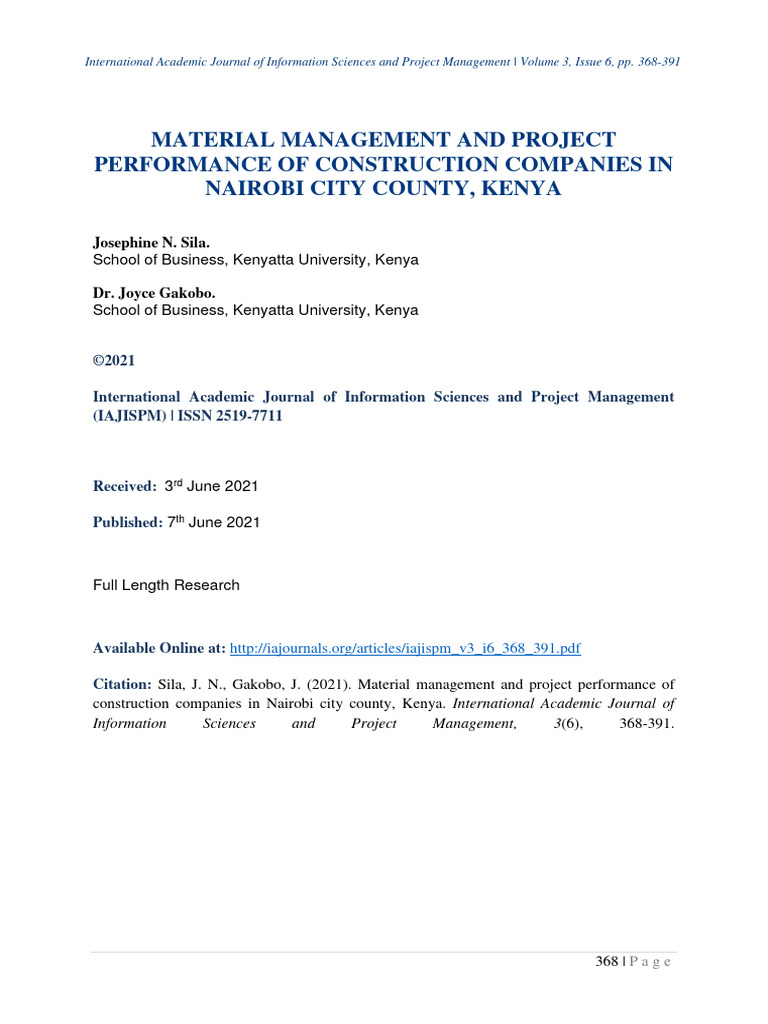 Material Management and Project.... | PDF | Inventory | Validity (Statistics)