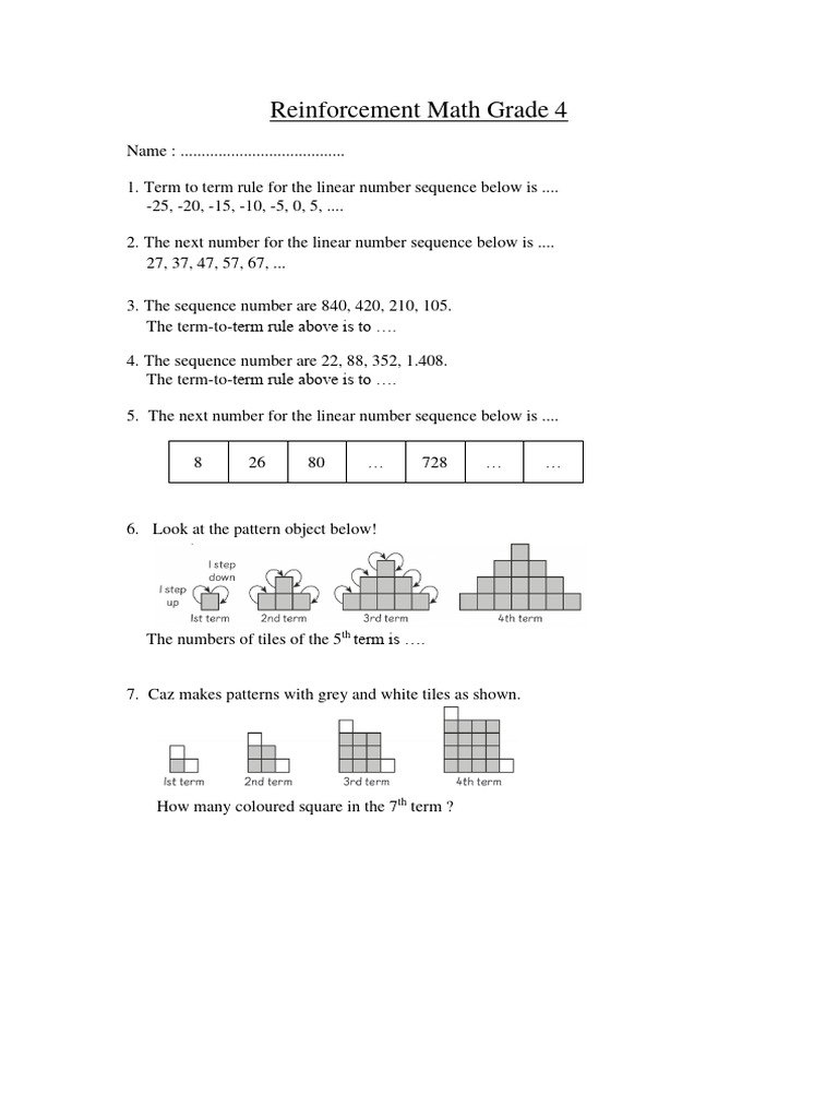 Reinforcement Math Grade 4 | PDF