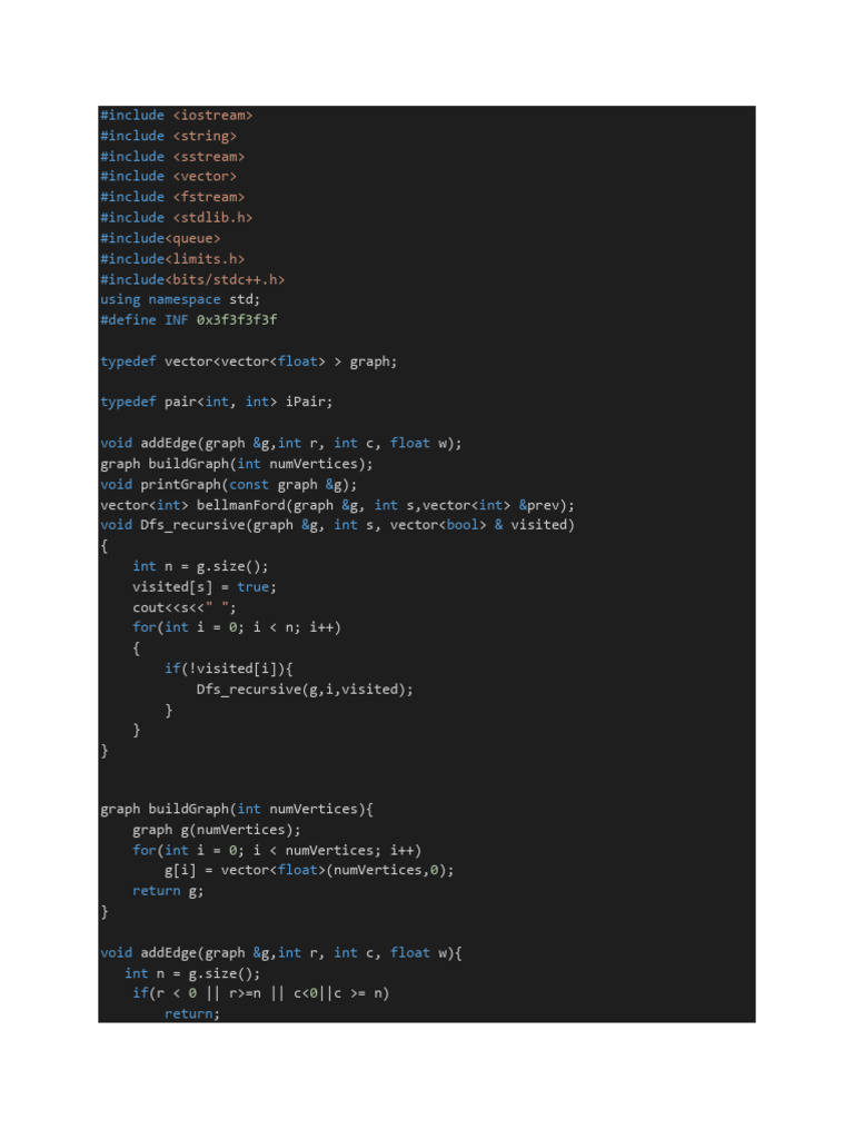 C++ Bellman-Ford Algorithm Implementation | PDF | Computer Programming ...