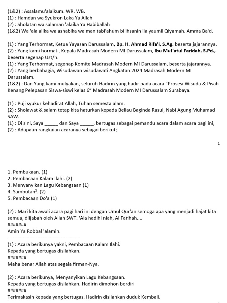 Teks MC Wisuda | PDF