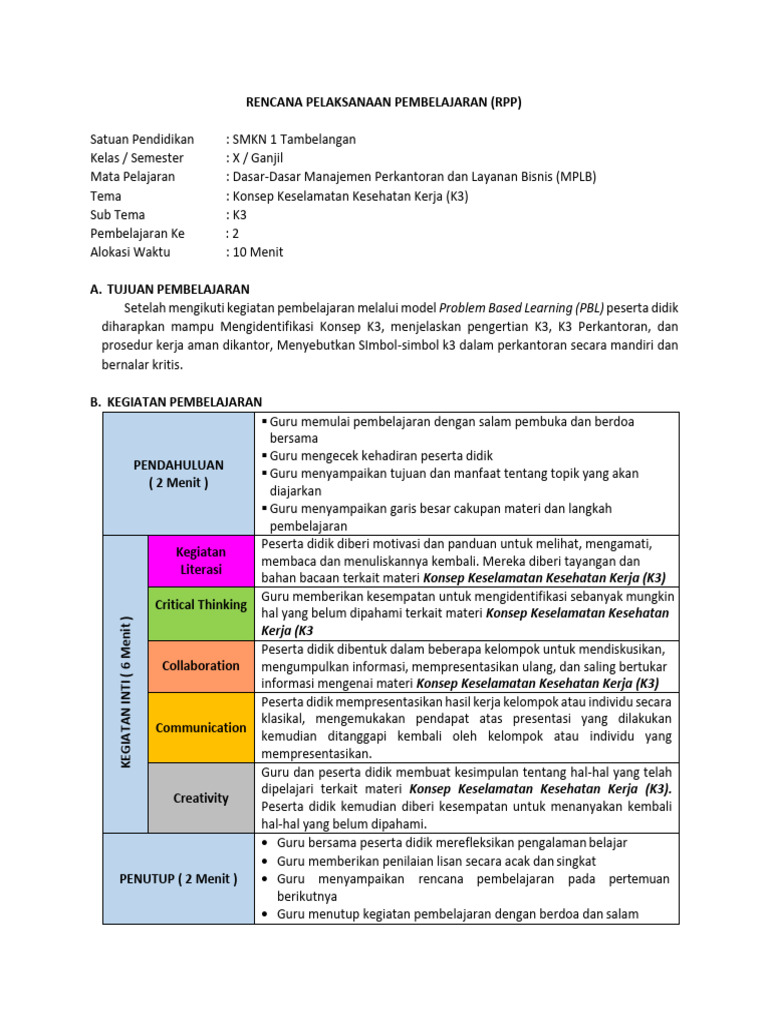 CONTOH RPP | PDF