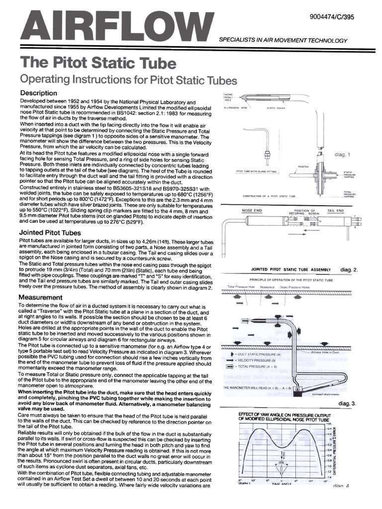 The Pitot Static Tube | PDF | Pressure Measurement | Pressure