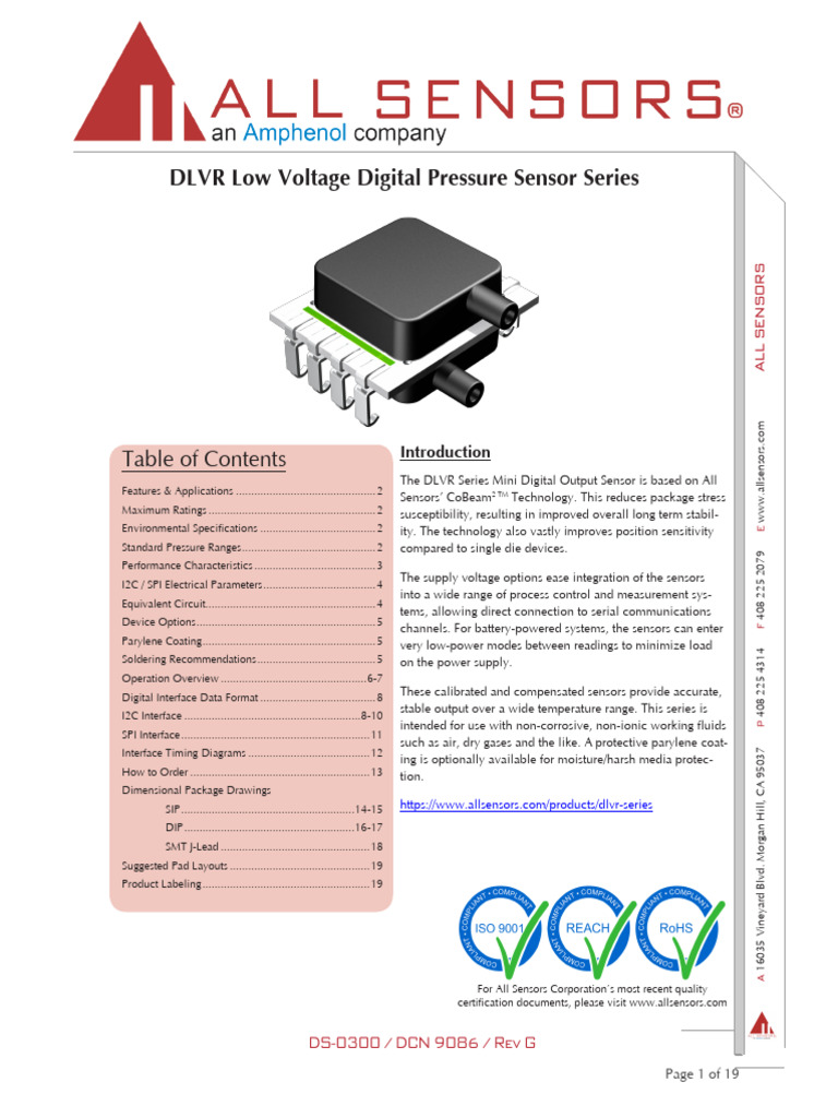 Allsensor DLVR Datasheet | PDF | Analog To Digital Converter | Computer ...