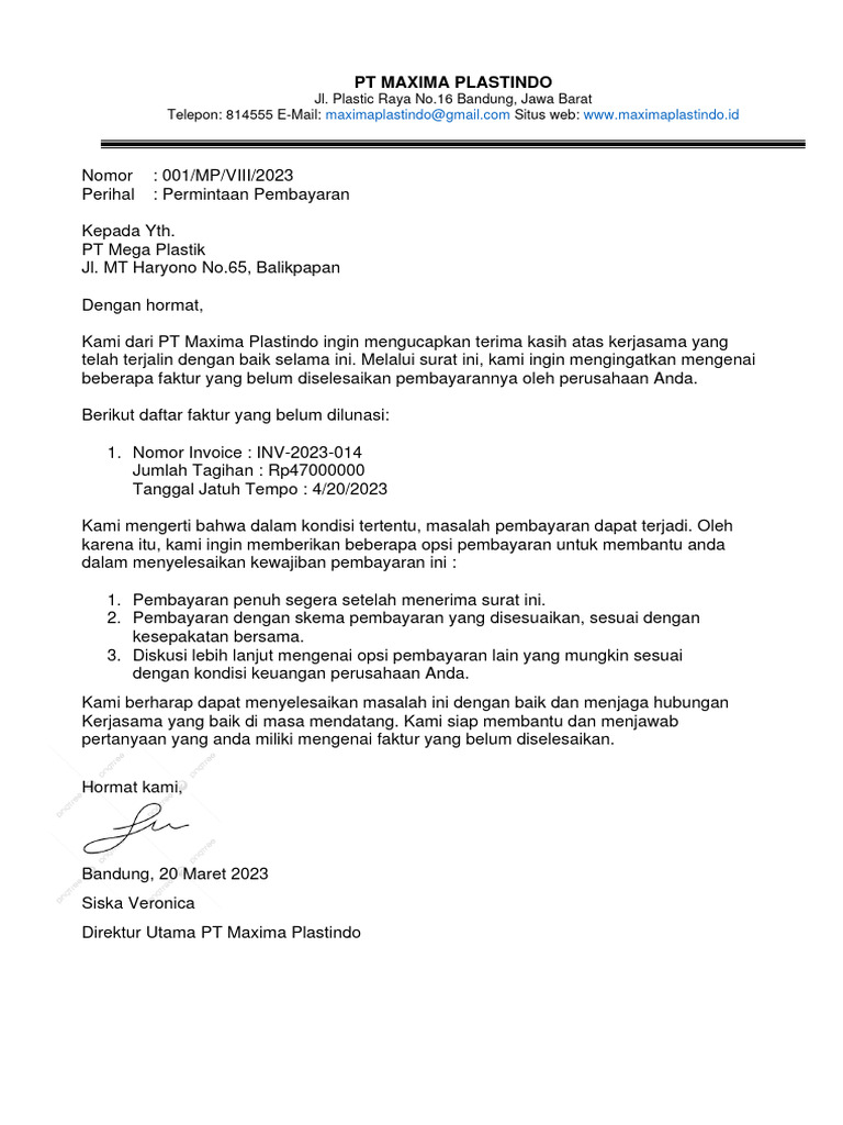 Surat Tagihan Bisnis - (Supriyo) | PDF