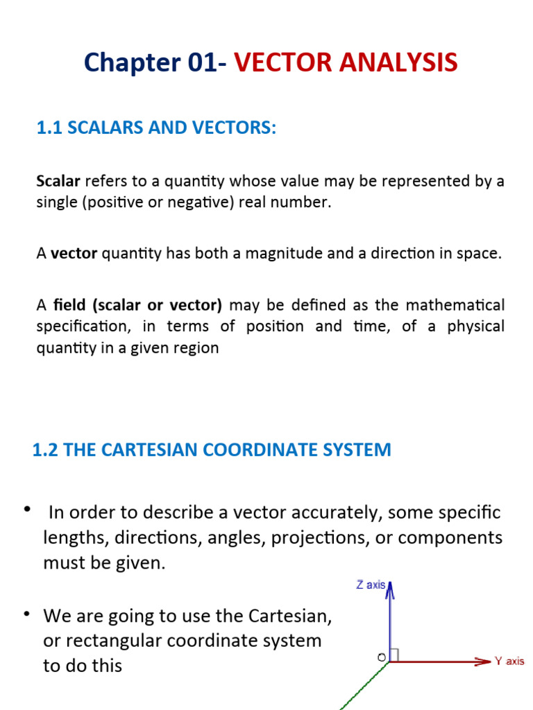 1 - Vector Analysis | PDF | Euclidean Vector | Cartesian Coordinate System