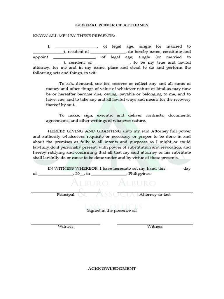 07 General Power of Attorney | PDF | Power Of Attorney | Civil Law ...