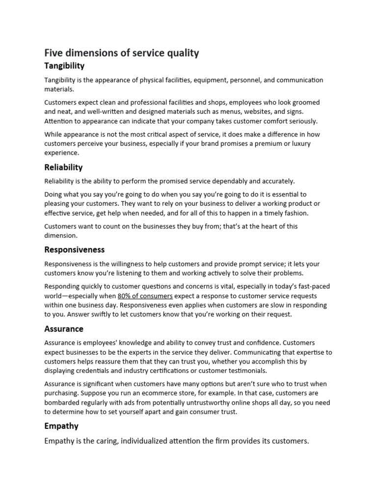 5 Factors of Servperf Model | PDF | Business | Marketing