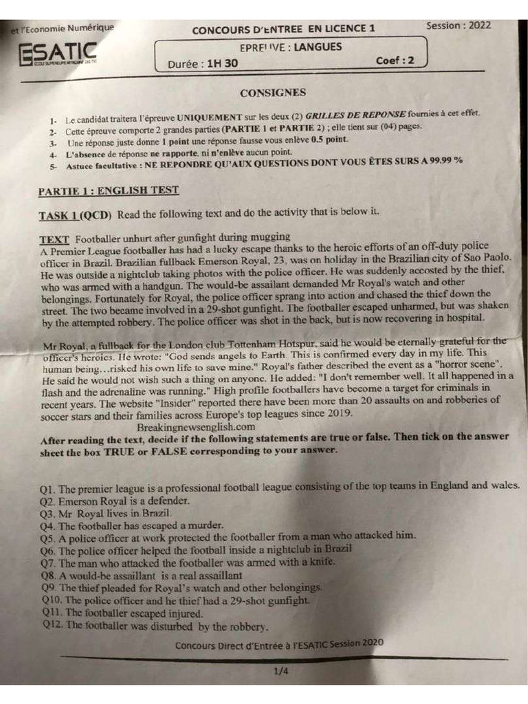 Anglais 2022 Esatic | PDF