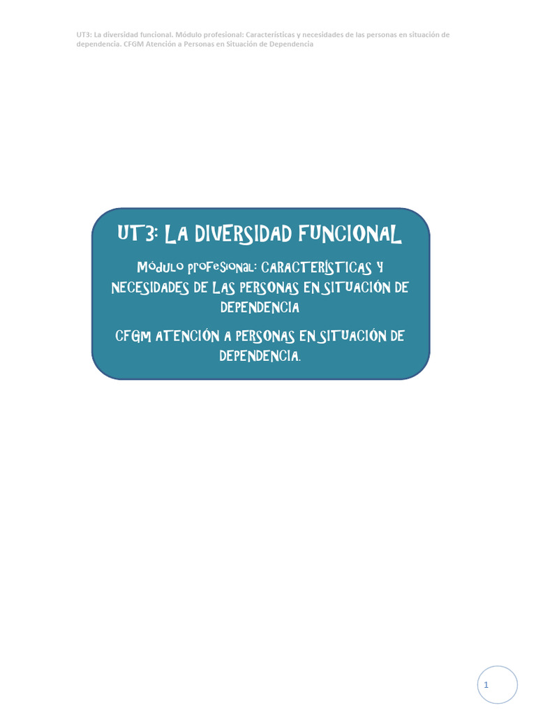 UT3 Diversidad Funcional (1 Parte) | PDF | Invalidez | Síndrome de Down
