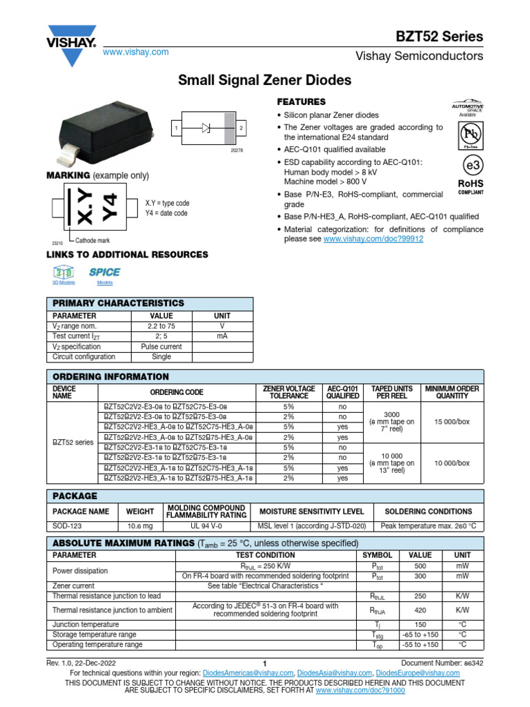 bzt52_series | PDF | Diode | Electrical Engineering