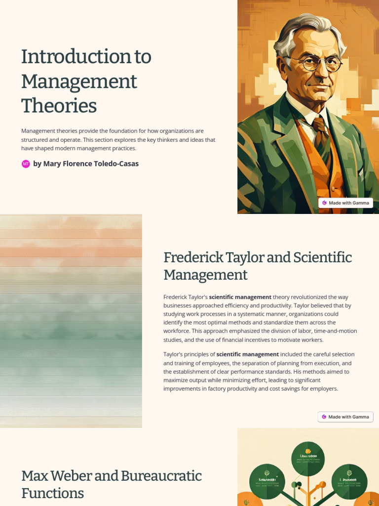 Management Theories | PDF | Bureaucracy | Leadership