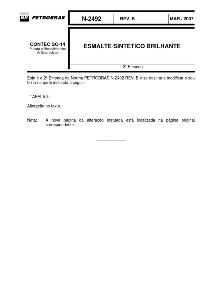 Norma Petrobras N2492 | Download grátis PDF | Tinta | Emenda Constitucional