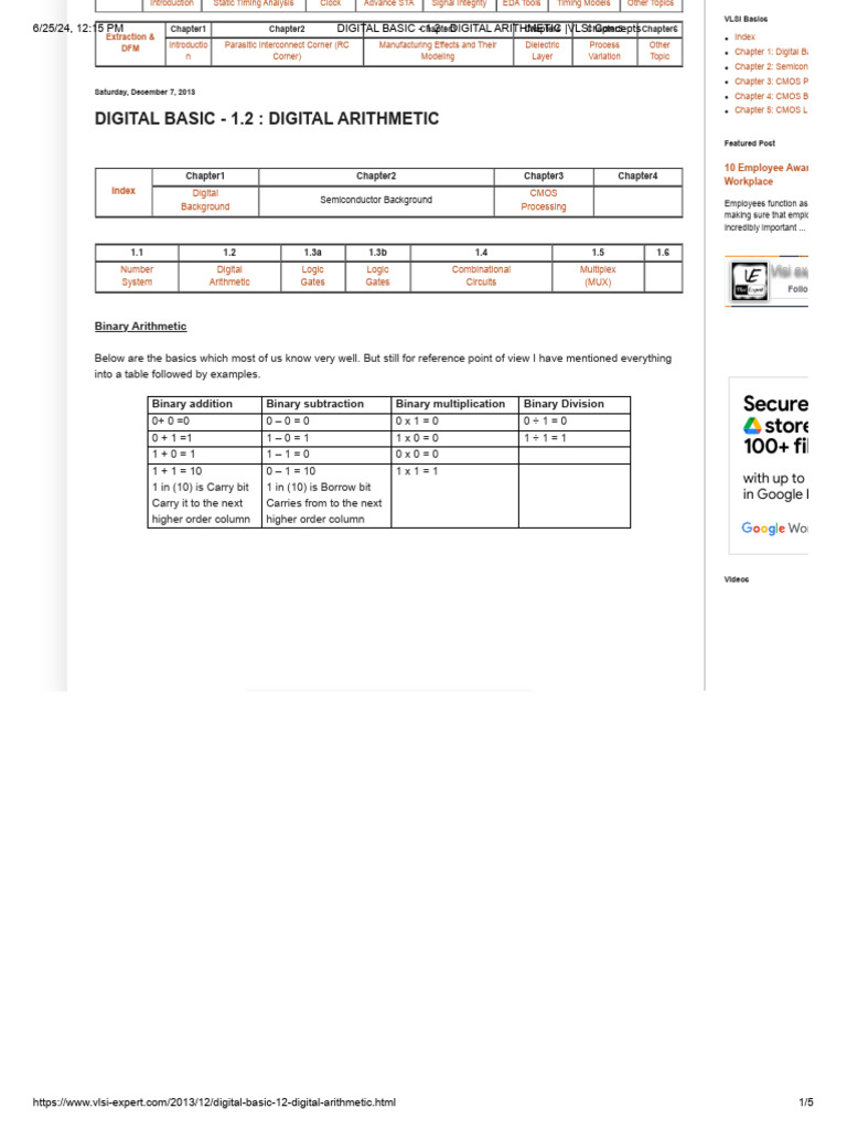 DIGITAL BASIC - 1.2 - DIGITAL ARITHMETIC - VLSI Concepts | PDF | Binary Coded Decimal | Cmos