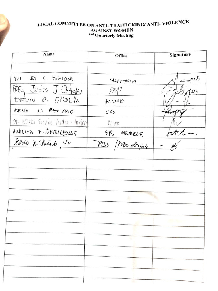 Lcat Vawc Attendance | PDF