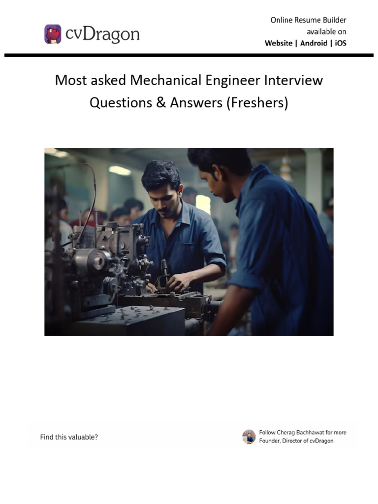 The Top 100 Most Asked Mechanical Engineer Q - A For Fresher-1 | PDF | Engines | Boiler