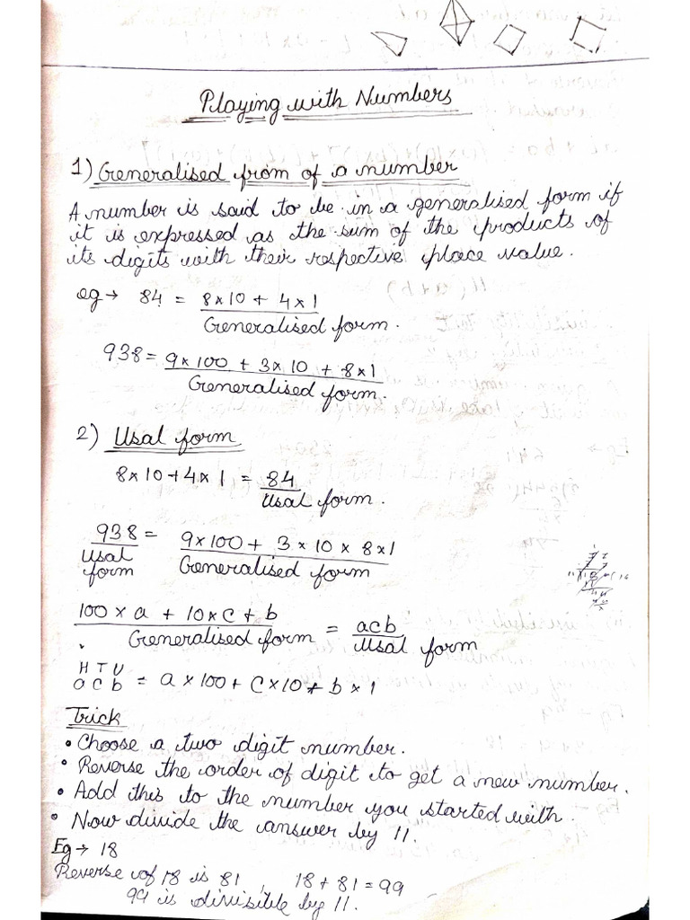 Playing with Numbers Class 8 | PDF