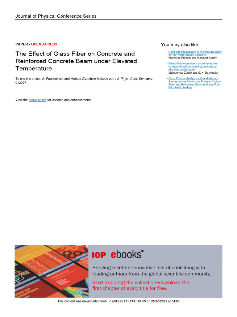 The Effect of Glass Fiber On Concrete and Reinforc | PDF | Concrete ...