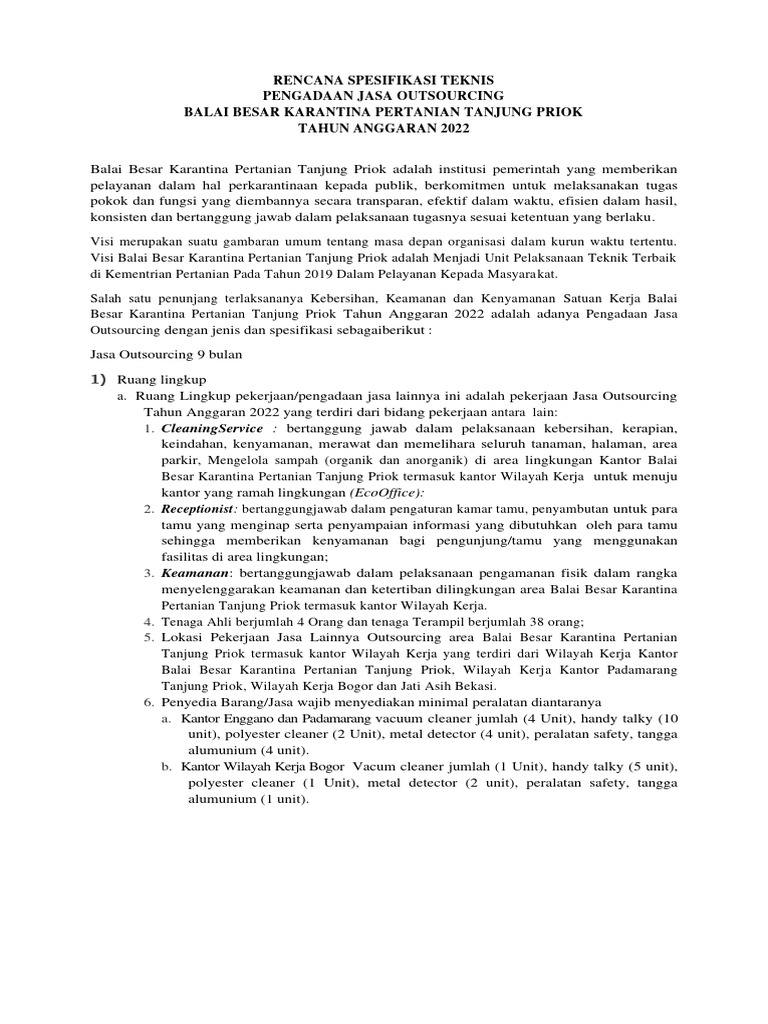 Rencana Spesifikasi Teknis 2022 PERBAIKAN HASIL REVIU | PDF