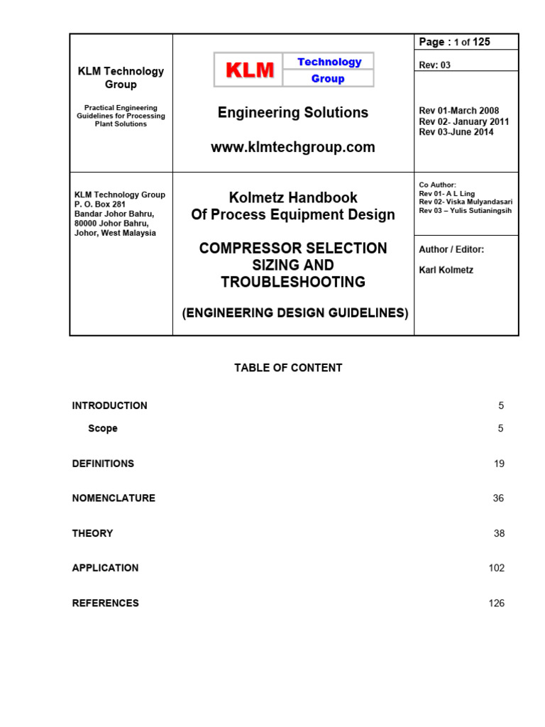 KLM ENGINEERING-DESIGN-GUIDELINES-compressor-sizing-and-selection-Rev3.1web | PDF | Machines ...