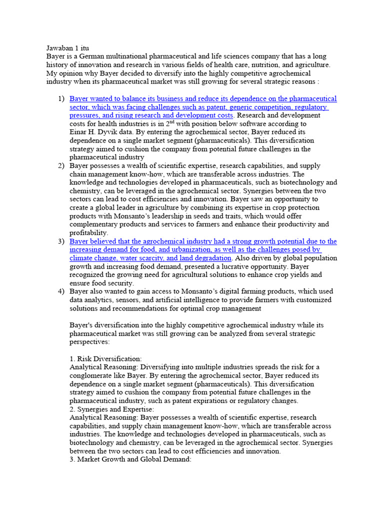 Case study | PDF | Mergers And Acquisitions | Bayer